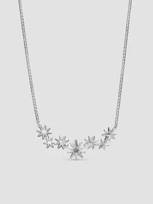 David Yurman Starburst Cluster Necklace In Sterling With Diamonds, 15.5mm