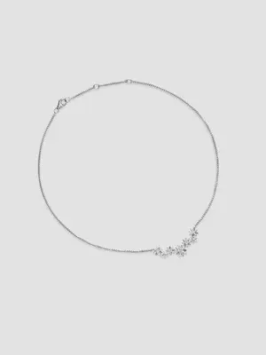 David Yurman Starburst Cluster Necklace In Sterling With Diamonds, 15.5mm