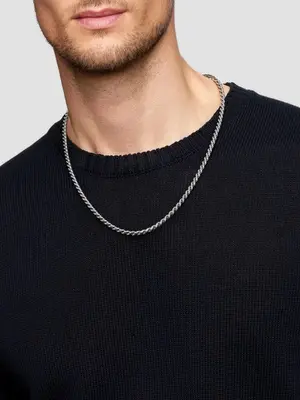 David Yurman Sculpted Cable Chain Necklace In Sterling 3.7mm