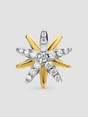 David Yurman Starburst Stud Earrings In Sterling Silver With 18k Yellow Gold With Diamonds, 10.6mm