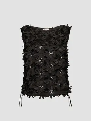 FRANCES VALENTINE Cheree Embellished Daisy-accented Top