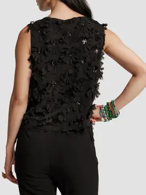 FRANCES VALENTINE Cheree Embellished Daisy-accented Top
