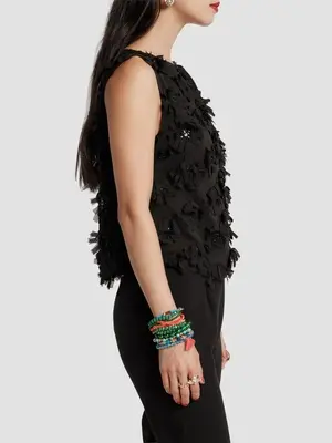 FRANCES VALENTINE Cheree Embellished Daisy-accented Top