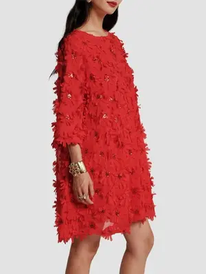 FRANCES VALENTINE Edie Daisy Appliqué Mini Dress