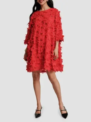 FRANCES VALENTINE Edie Daisy Appliqué Mini Dress