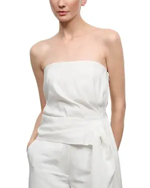 Staud Lux Strapless Side Drape Top - Ivory