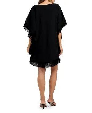 Trina Turk Short Sleeve Mini Neena Fringe Dress
