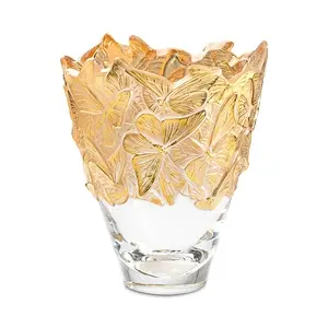 Lalique Gold Stamped Papillons Vase Limited Edition