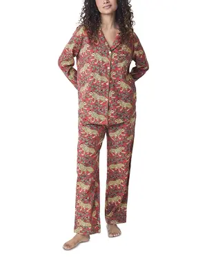 PRINTFRESH Winter Holly Bagheera Cotton Flannel Pajama Set
