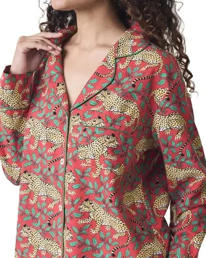 PRINTFRESH Winter Holly Bagheera Cotton Flannel Pajama Set