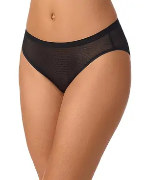 Dkny Sheer Stripe Mesh Bikini Panty Black