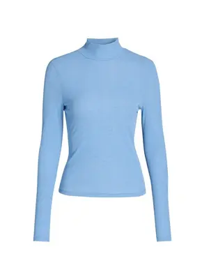 Veronica Beard Wyeth Rib-knit Turtleneck Top - Blue Jasper