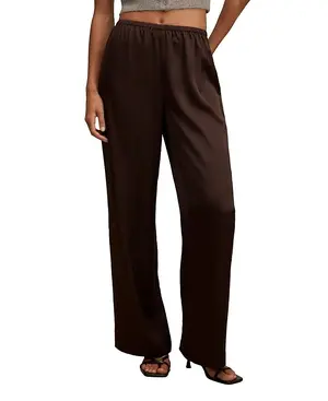 EVER NEW Sara Satin Wide Leg Pants - Chocolate