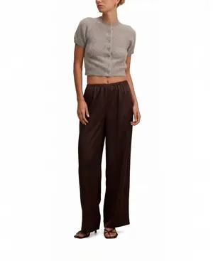 EVER NEW Sara Satin Wide Leg Pants - Chocolate