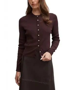 EVER NEW Rylee Crew Neck Cardigan - Chocolate