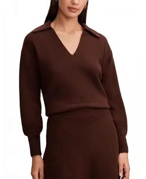 EVER NEW Sammie Collared Sweater - Chocolate