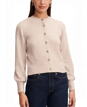 EVER NEW Magda Balloon Sleeves Cardigan - Oat