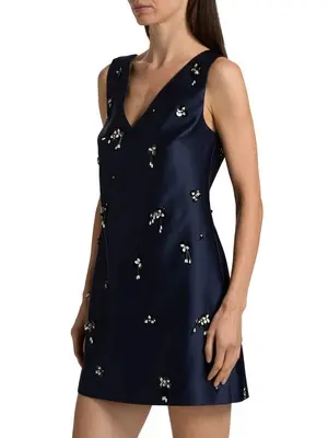 Tanya Taylor Halston Floral Sequin-embellished Satin Minidress