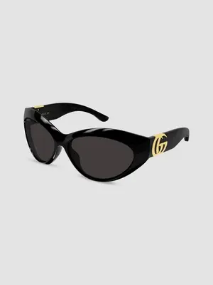 Gucci Double G Gg2269s Cat Eye Acetate Sunglasses Black