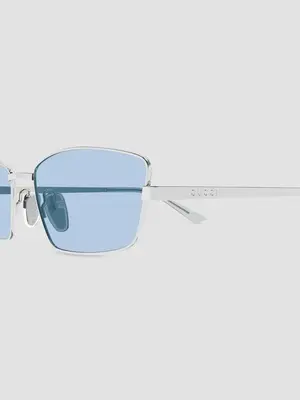 Gucci Lettering Gg2177s Rectangular Metal Sunglasses