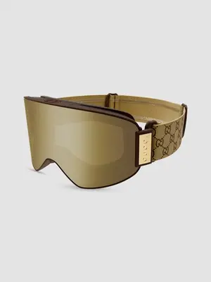 Gucci Lettering 99mm Ski Mask Goggles - Brown