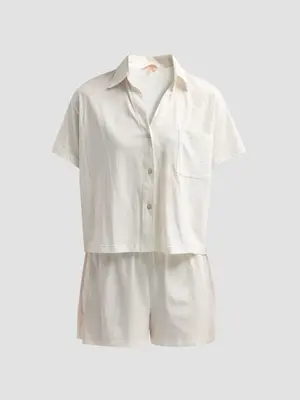 Eberjey Pima Cotton Short Pajama Set - Ivory