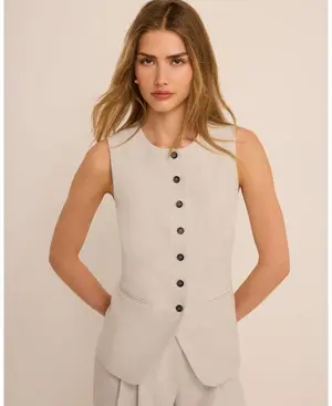 Mint Velvet Tailored Waistcoat Sleeveless Button Down Top