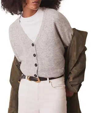 Mint Velvet V-neck Knit Cardigan - Grey