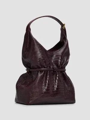 Balmain Sphynx Mini Calfskin Lizard-embossed Top Handle Bag