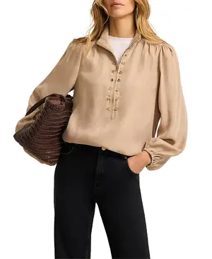 Mint Velvet Button Detail Blouse - Neutral