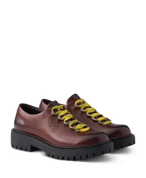Prada Aged Leather Lace-up Shoes - Brown