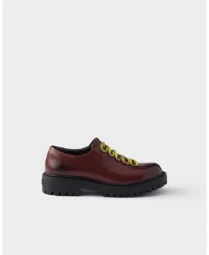Prada Aged Leather Lace-up Shoes - Brown