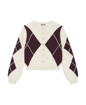 Mint Velvet Wool Blend Argyle Cardigan