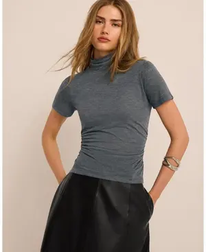 Mint Velvet Ruched Detail High Neck Top