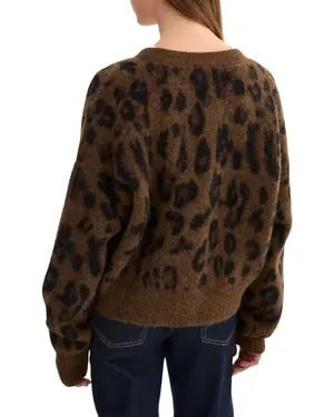 LAMARQUE Minnie Print Alpaca Blend V Neck Cardigan