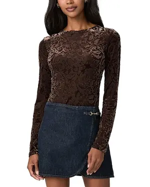 Paige Chelle Velvet Burnout Top - Hickory