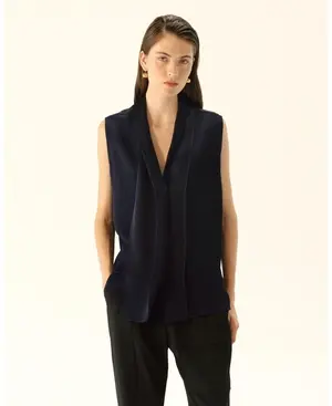 CALLAS MILANO Shelby Scarf Front Shirt - Navy