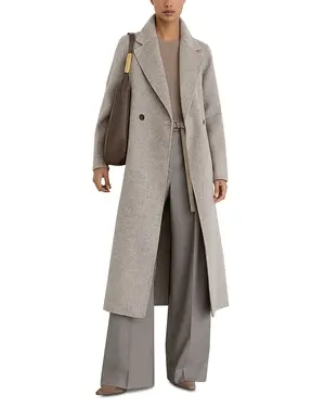 REISS Petite Daia Wool Blend Herringbone Coat - Light Grey