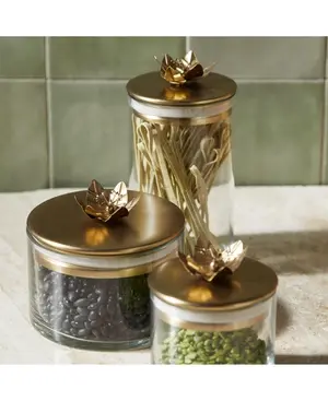 BE HOME Lily Botanical Canister, Set Of 3