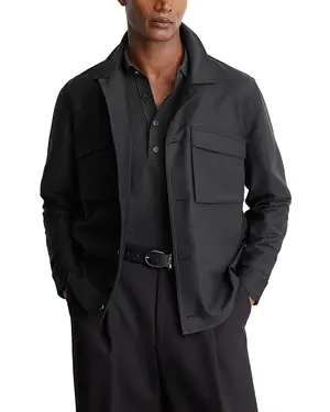 REISS Tracer Regular Fit Overshirt - Black