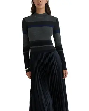 REISS Petite Carla Mixed Media Midi Dress