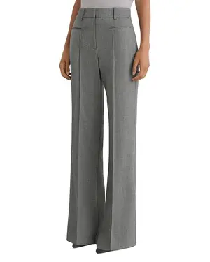 REISS Rosaria Petite Flare Leg Pants - Grey