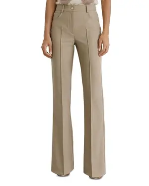 REISS Petite Sofia Flared Twill Pants - Neutral