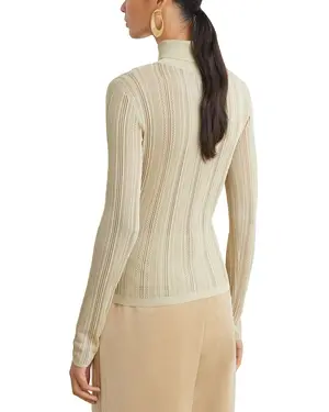 REISS Sutton Mesh Openwork Roll Neck Top