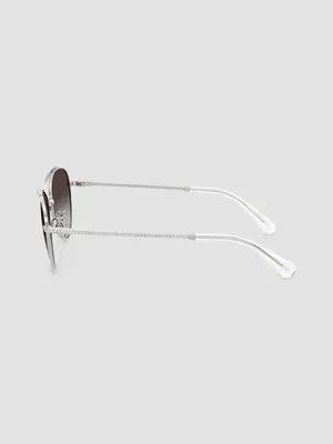 SWAROVSKI 56mm Crystal-embellished Aviator Sunglasses - Silver