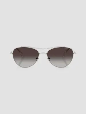 SWAROVSKI 56mm Crystal-embellished Aviator Sunglasses - Silver