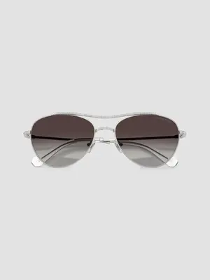 SWAROVSKI 56mm Crystal-embellished Aviator Sunglasses - Silver