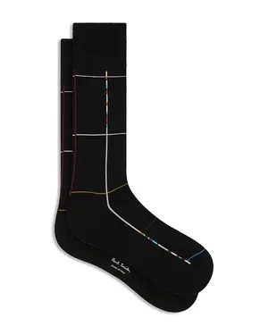 Paul Smith Signature Check Cotton Blend Socks - Black