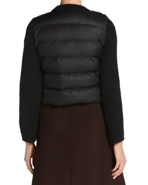 Moncler Puffer Back Mixed Media Cardigan