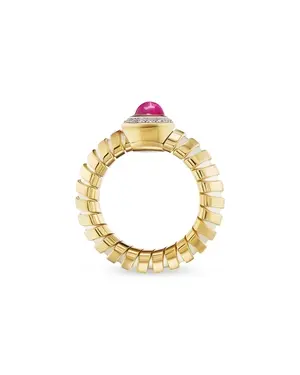 Marina B 18k Yellow Gold Trisolina Precious Gemstone & Diamond Halo Ring - Ruby